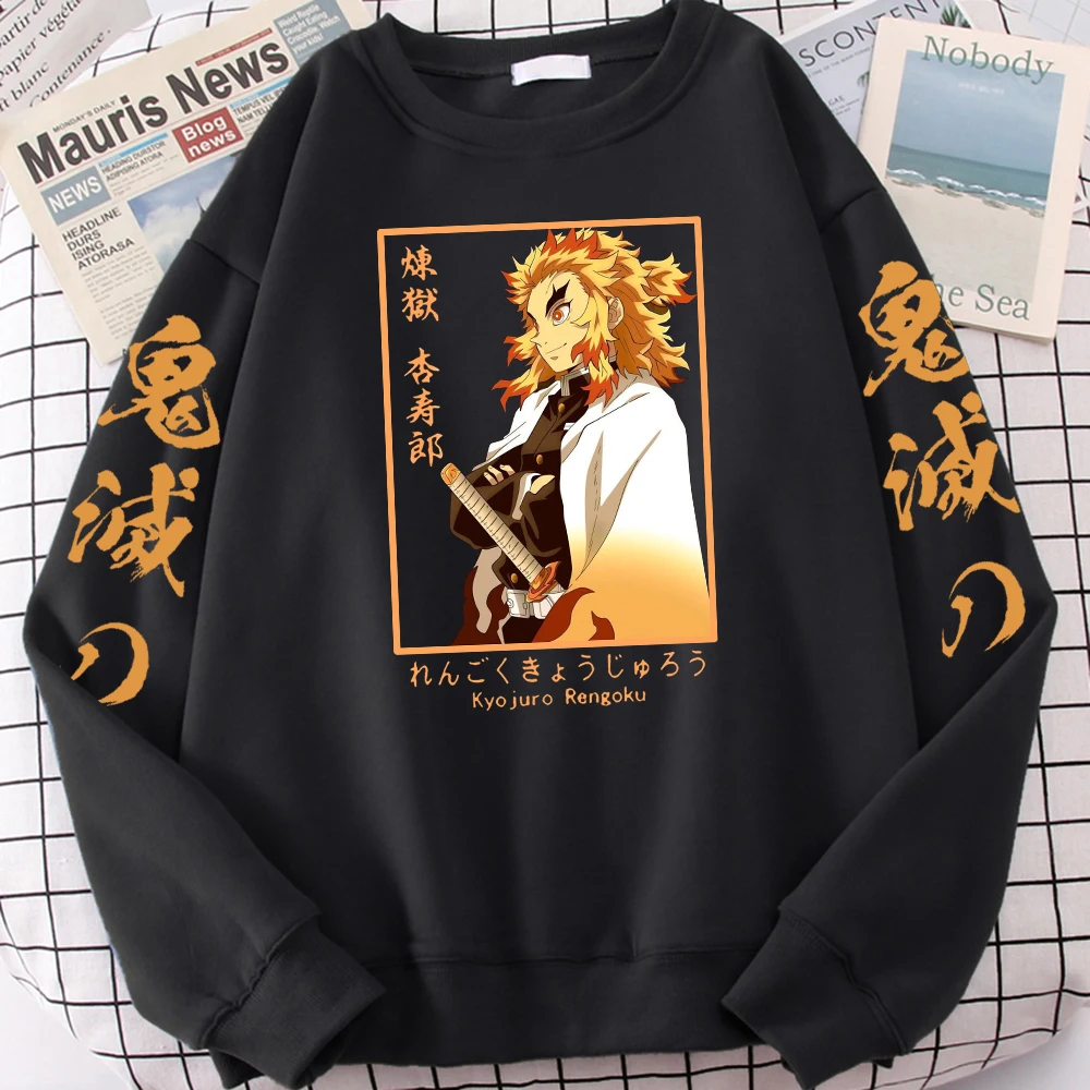 Demon Slayer Anime Rengoku Kyoujurou Printed Hoodies For Men Autumn ...