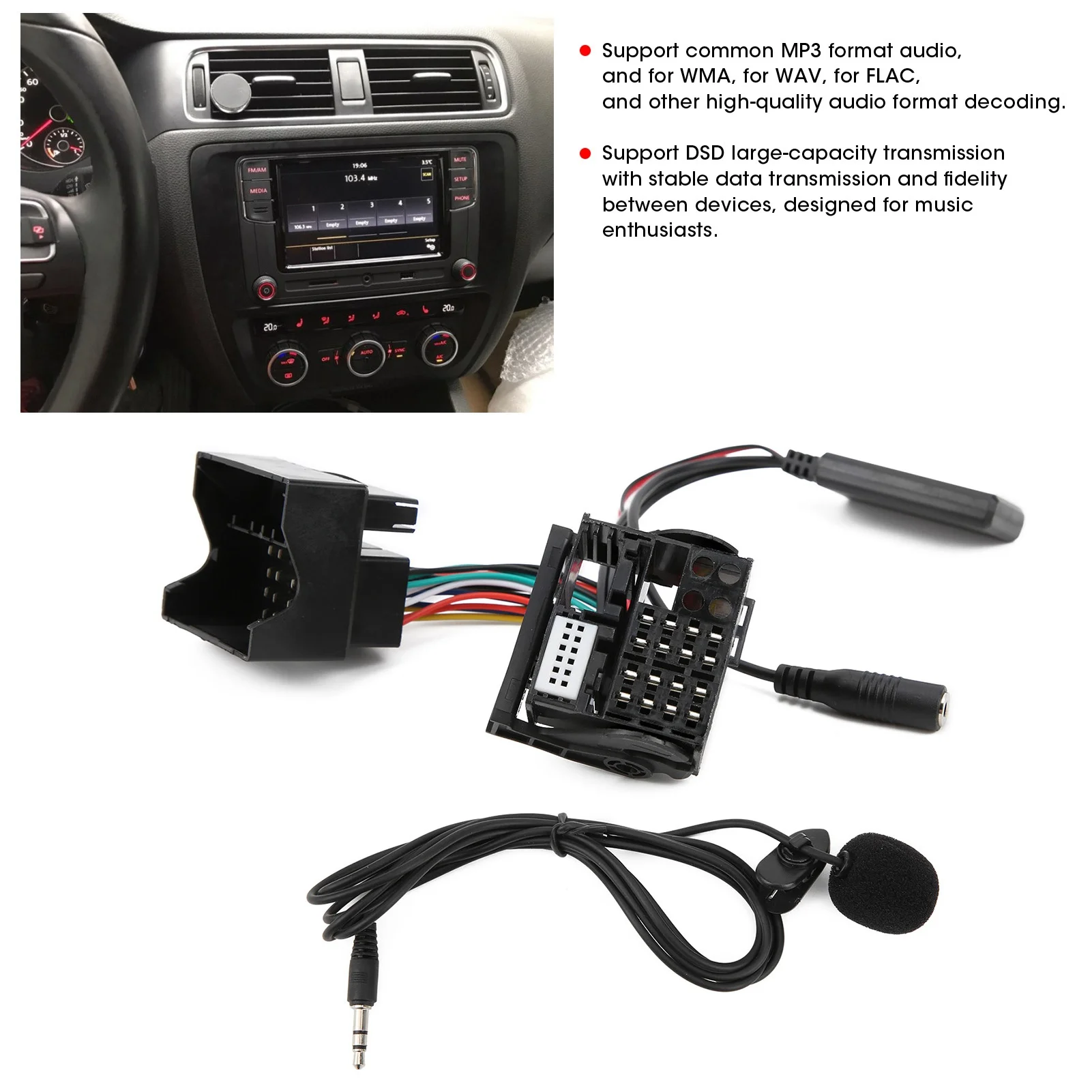 Car-5-0-Harness-Wire-Kit-Microphone-Handsfree-Adapter-AUX-Adapter-For ...