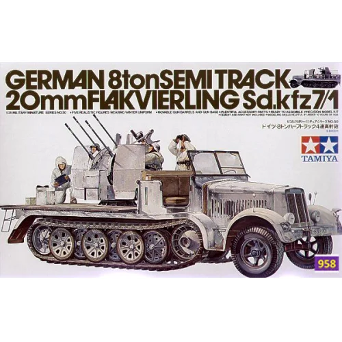 Tamiya 1/35 35050 German 8ton Semitrack 20mm Flakvierling Sd.kfz7/1 ...