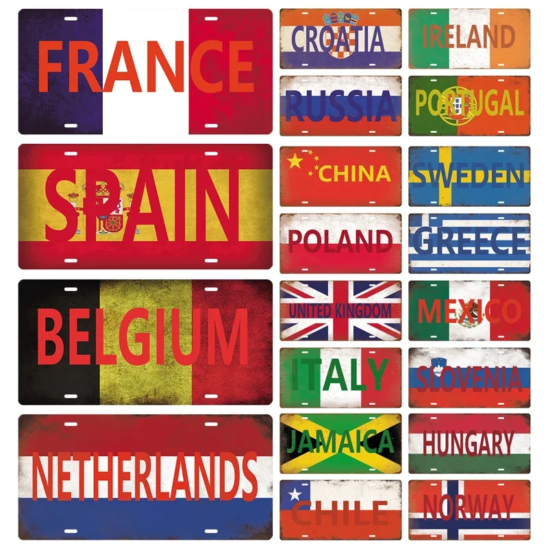 National-Flag-Metal-Sign-Licenses-Plate-Retro-Plaque-Metal-Vintage ...