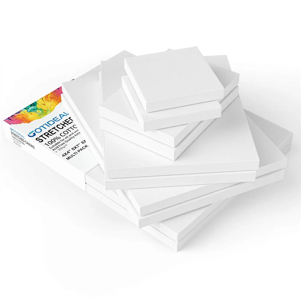 4 개의 흰색 빈 사각형 아티스트 유화 캔버스 나무 보드 프레임 코튼 아티스트 캔버스 보드 팩 페인팅 캔퍼스그림 유화그림 작품 화이트보드 캔퍼스 천 그림 10 20 30