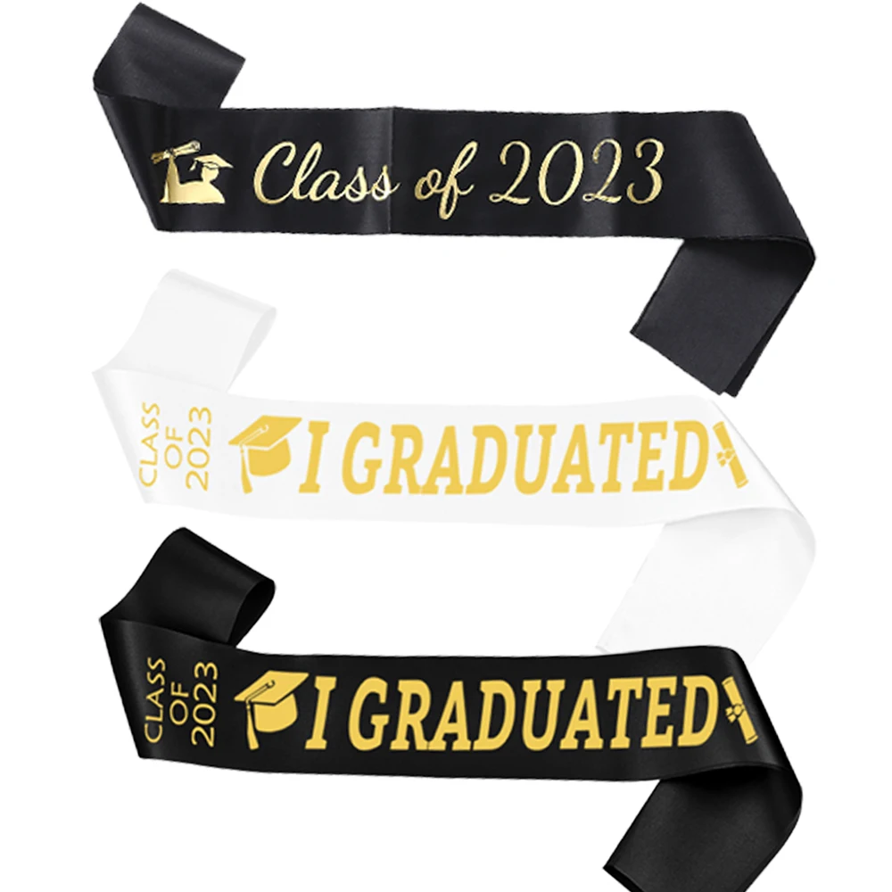 Black Class of 2023 Satin Sash Graduation Cloth Accessories Shoulder ...