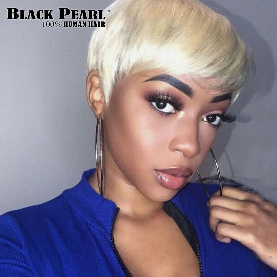 Glueless 613 Honey Blonde Color Wig Short Wavy Bob Short Pixie Bob T ...