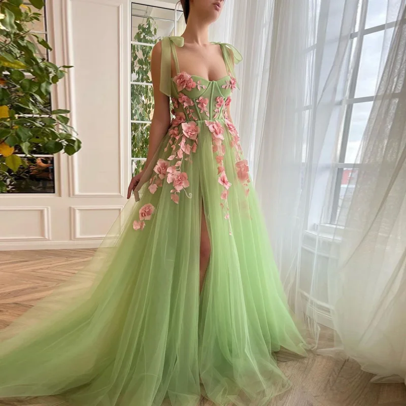 Straps-Tie-Bow-Light-Green-Spring-Summer-Woman-Clothes-A-line-Tulle ...