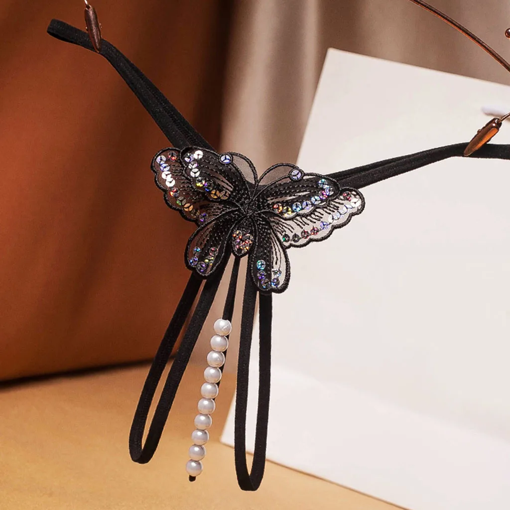 Tanga-de-encaje-de-mariposa-con-perlas-para-mujer-tangas-de-Color-s ...