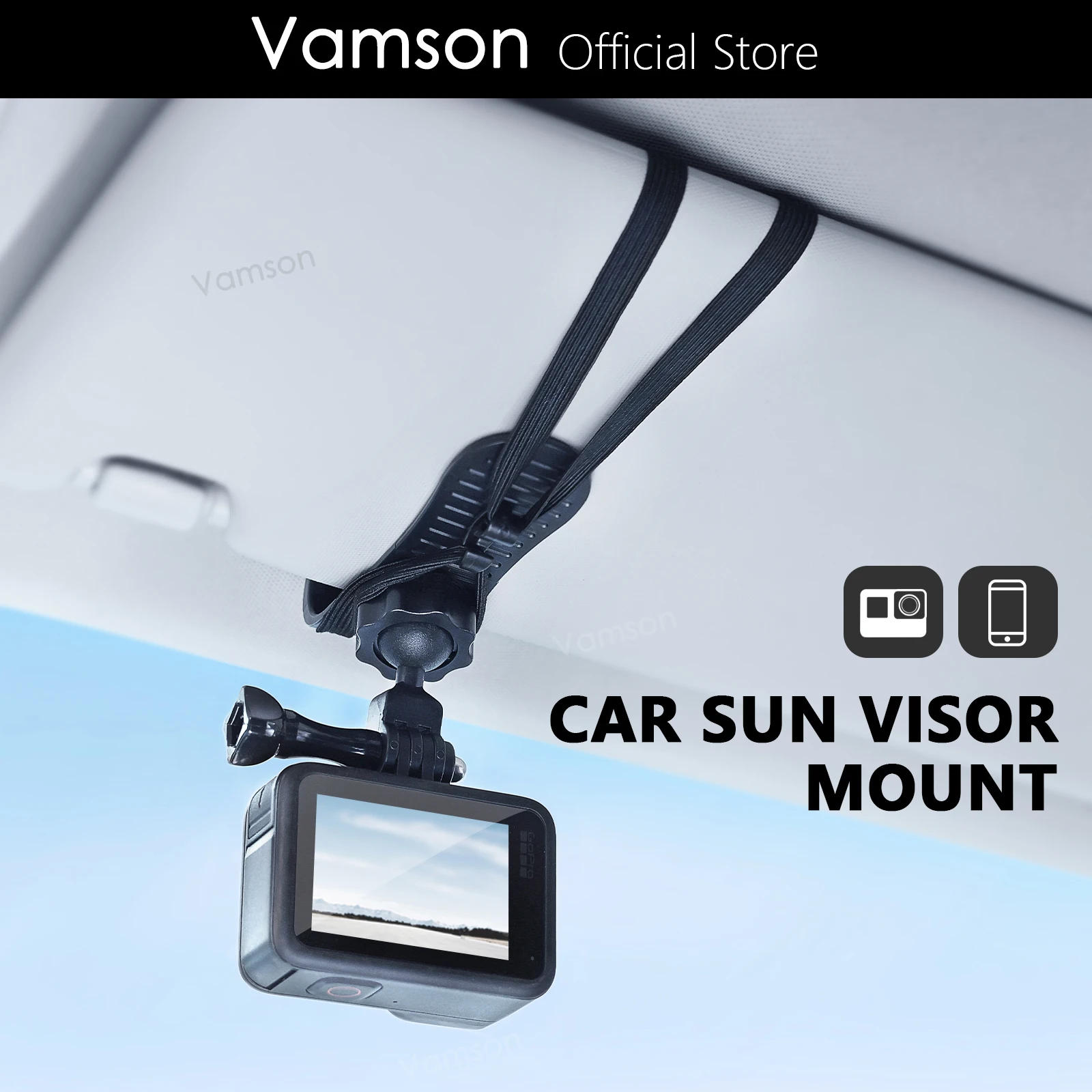 Vamson Car Sun Visor Camera Mount with Phone Clip for Cell Phone for ...