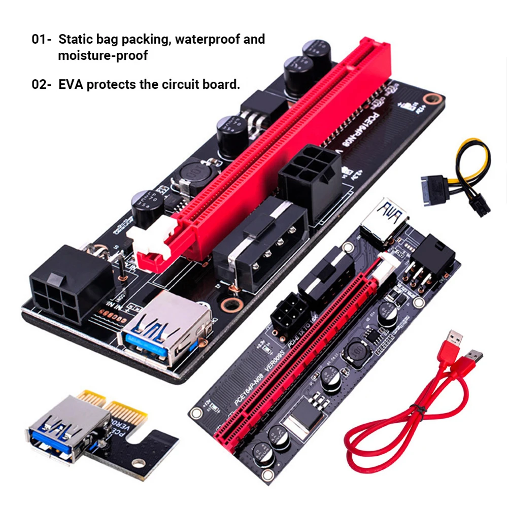 PCI Express Riser Card PCI-E 1X to 16X Extender Adapter for GPU Mining ...