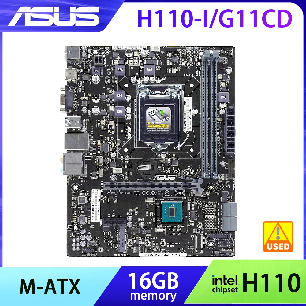 ASUS-H110-I-G11CD-DP-MB-LGA-1151-Motherboard-DDR3-RAM-Intel-H110 ...
