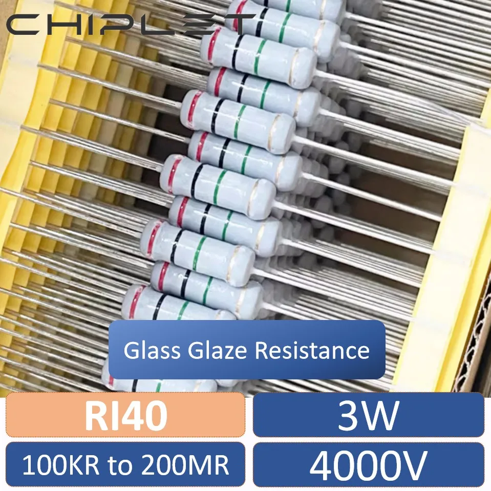 5pcs-3W-RI40-Resistor-High-Voltage-Glass-Glaze-Resistance-100K-510K-1M ...