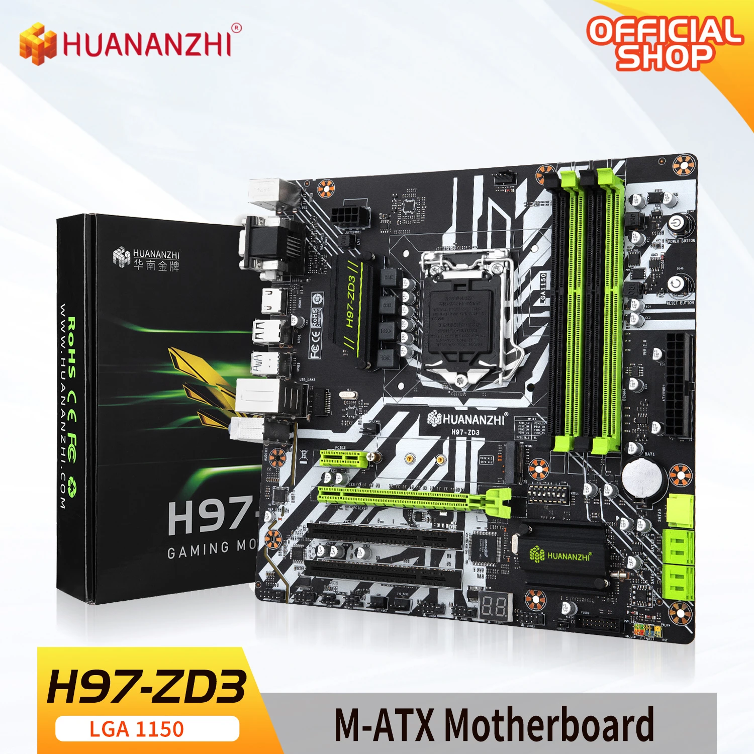 Huananzhi H97 Zd3 H97 Motherboard Lga 1150 M-atx Sata3 Usb3.0 Nvme Ngff M.2 Ssd Support Non-ecc ...