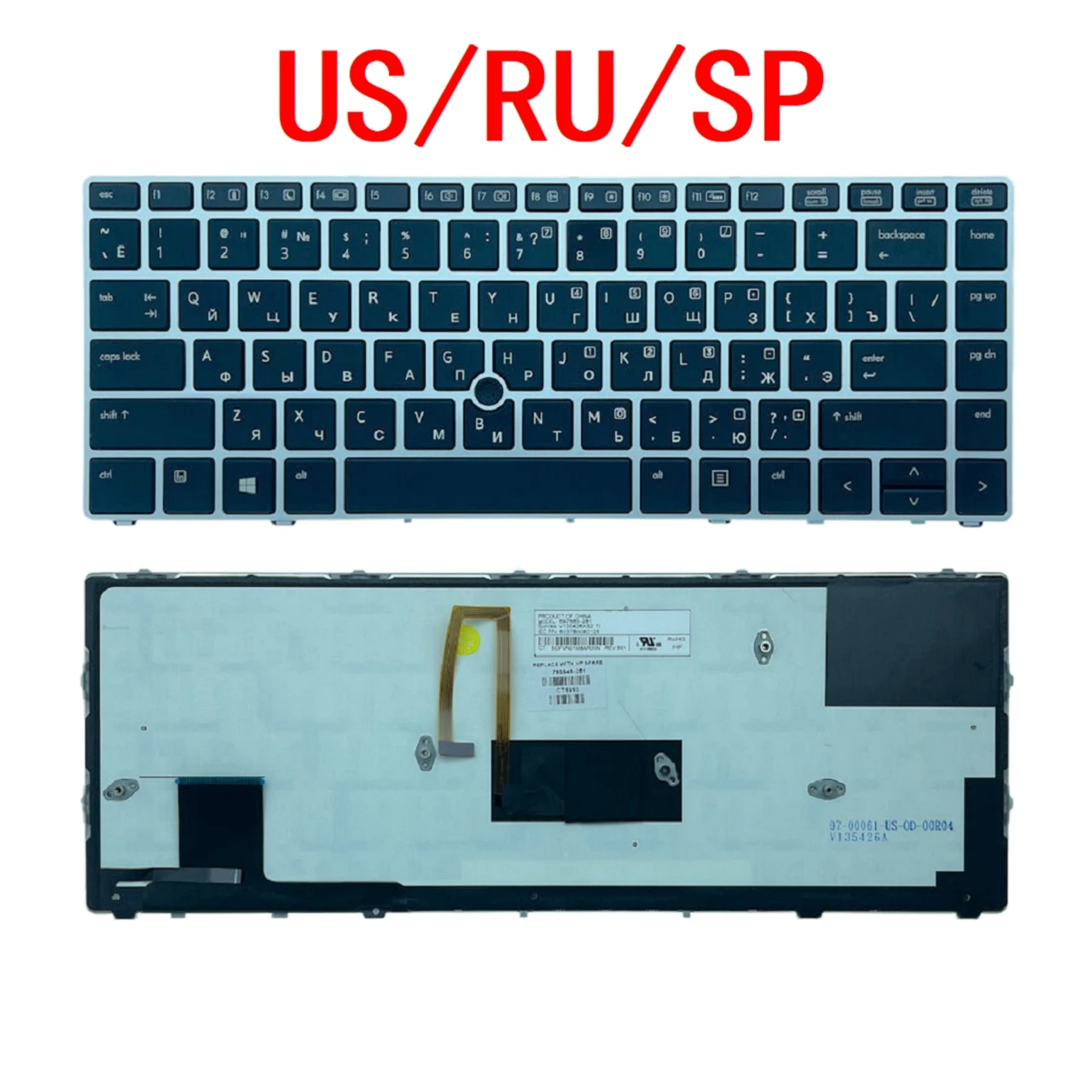New-US-Russian-Spanish-Laptop-Backlit-Keyboard-For-HP-EliteBook-Folio ...