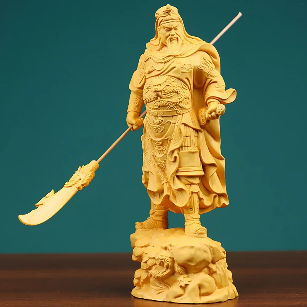 Wooden-Guan-Gong-Home-Decor-Temple-Guan-Yu-Figurine-Boxwood-Carving ...
