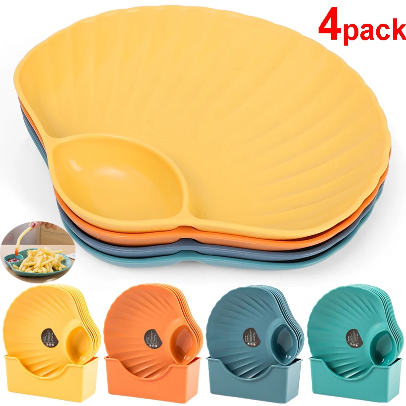 Shell-Dish-Plastic-Dumpling-Plate-with-Vinegar-Discs-Vinegar-Dishes ...
