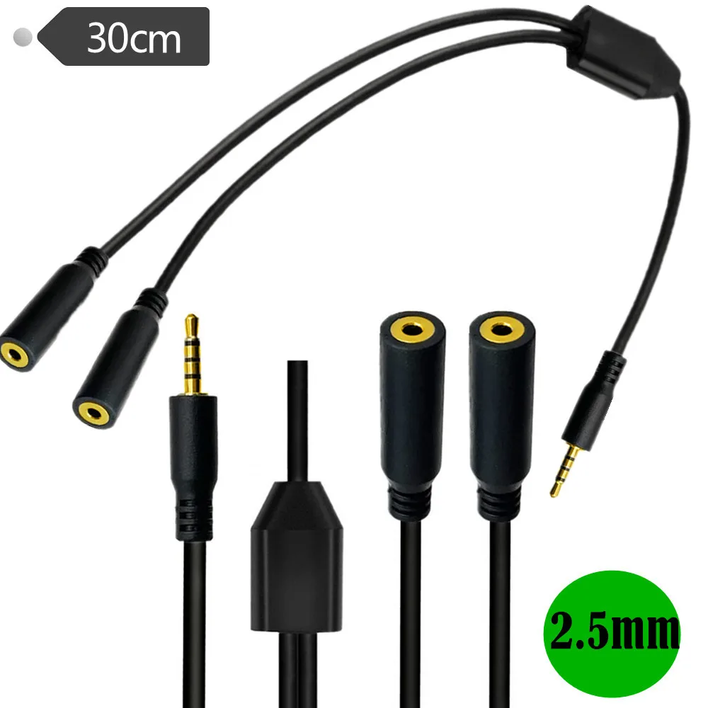 Gold-Plated-4-Pole-2-5mm-Male-to-Dual-2-5mm-Female-Y-Splitter-Audio ...