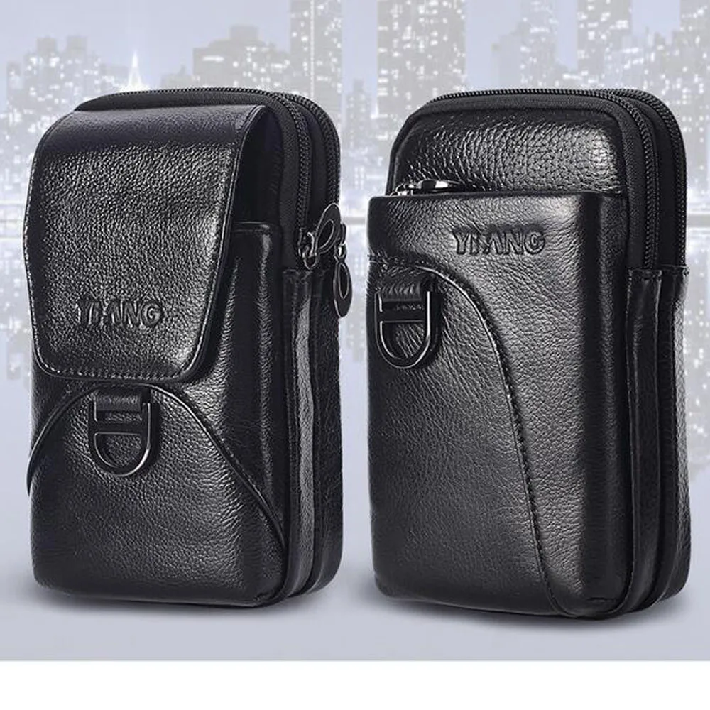 Men's Waist Bag Genuine Leather Fashion Cell Mobile Phone Case Bag ...