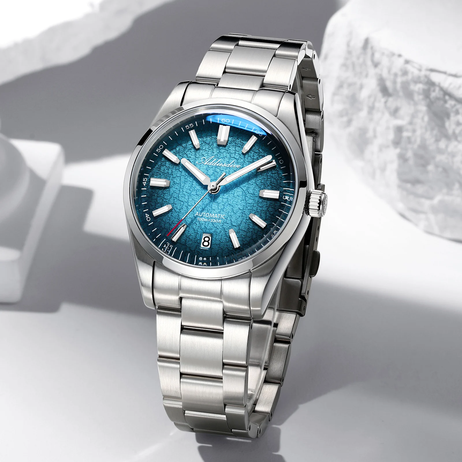 ADDIESDIVE Gradient Diver Watches for Men K1 Mineral Glass Stainless ...