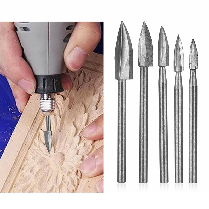5Pcs Wood Carving Drill Bit HSS Engraving Drill Bit Set Solid Carbide ...