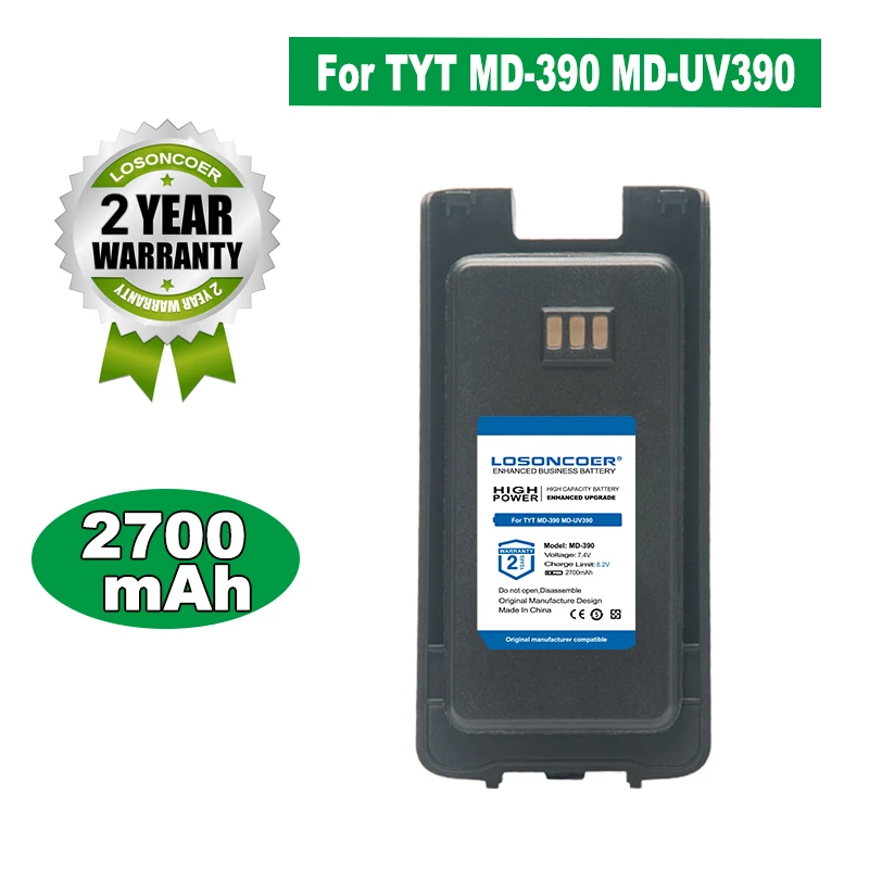 LOSONCOER-2700mAh-MD-390-MD-UV390-Pack-For-TYT-MD-390-MD-UV390-DMR ...