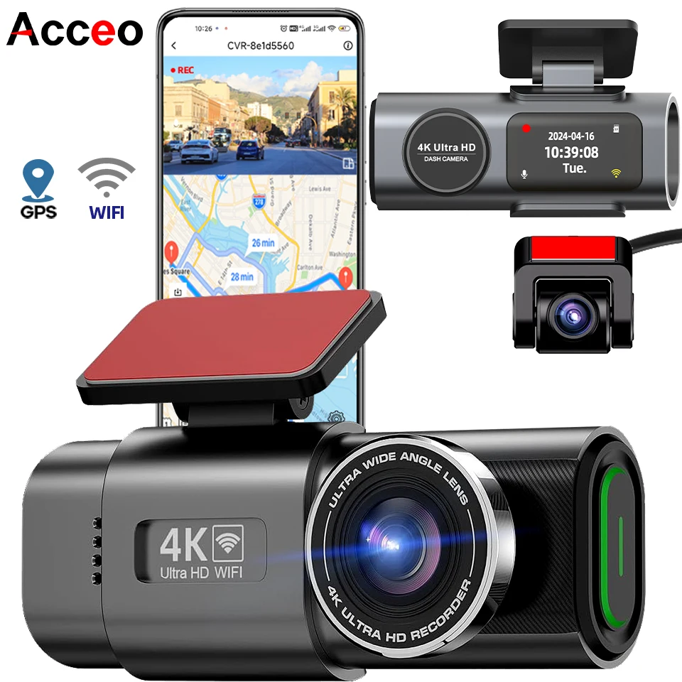 ACCEO-4K-Dashcam-Mini-Camera-Recorder-GPS-Wifi-24H-Parking-Dual-Lens ...