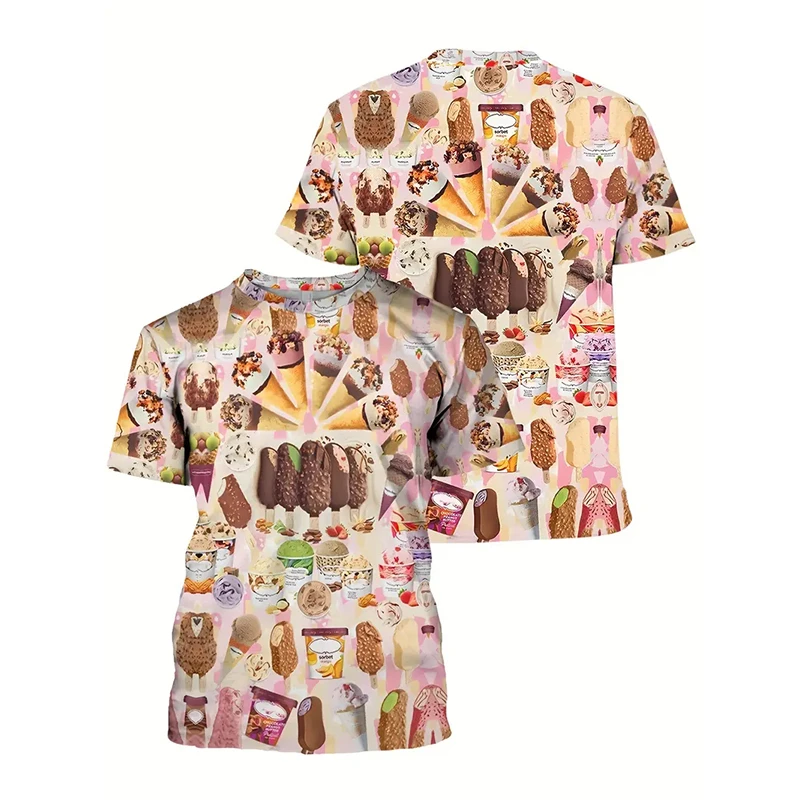2024-Summer-Ice-Cream-3D-Printed-T-Shirt-For-Men-Clothes-Casual-Food ...
