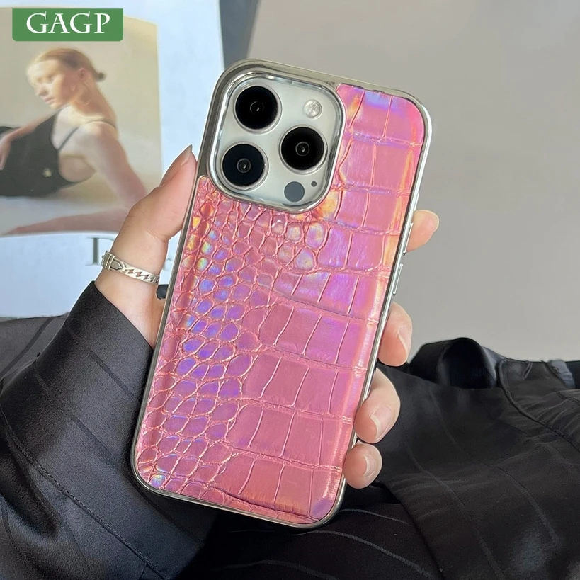 Luxury-Plating-Crocodile-Pattern-Leather-Phone-Case-For-iPhone-15-14-13 ...