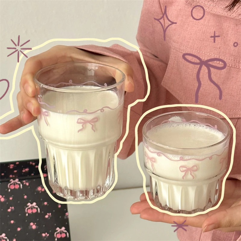Kawaii-Bowknot-Glass-Cup-Aesthetic-Cute-korean-Cups-For-Cold-Hot-Coffee ...
