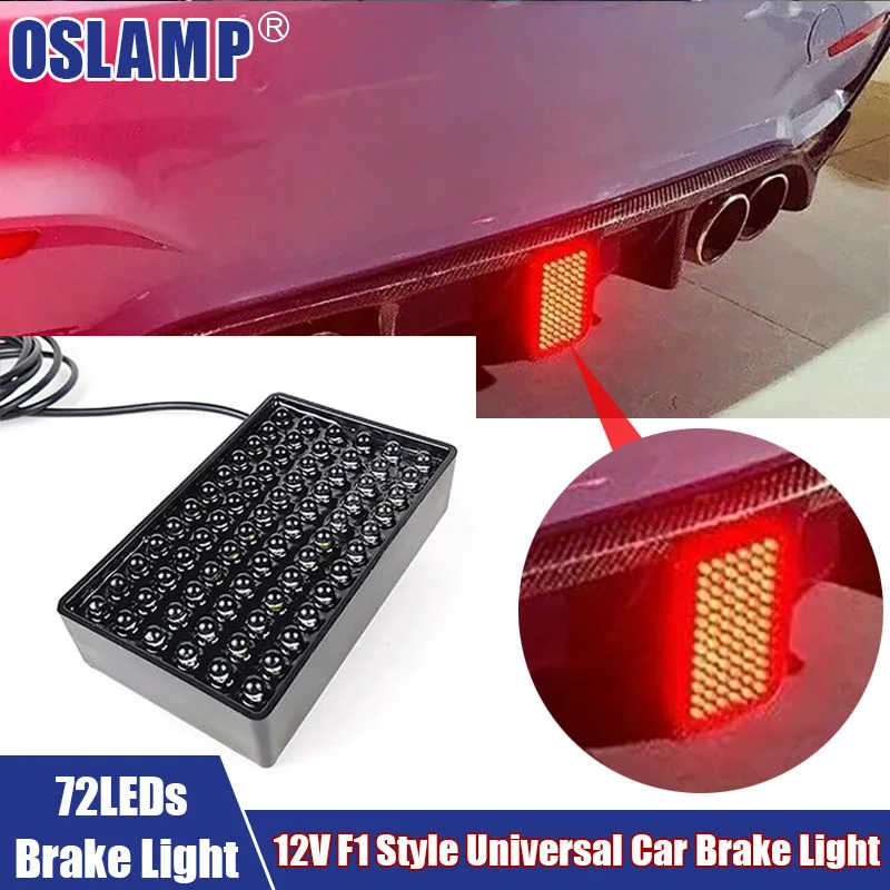 Feu stop universel pour voiture, 72led, 12V, Style F1, accessoires de voiture, feux de ...