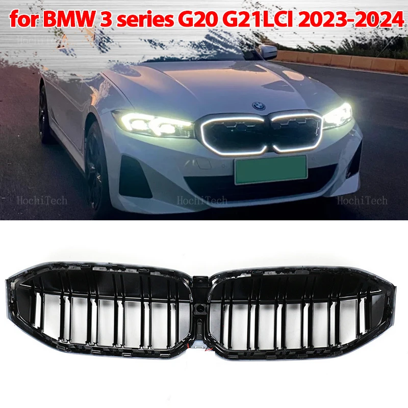 New LED Light Front Kidney Grille Hood Grills Double Line for BMW New 3 ...