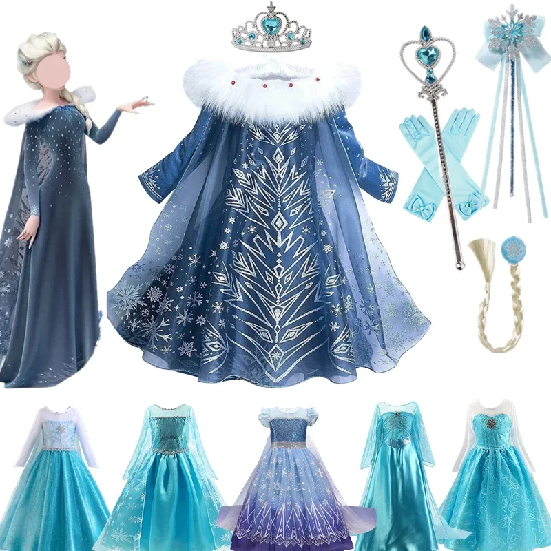2024-Children-Snow-Queen-Princess-Dress-Winter-Girl-Elsa-Costume ...