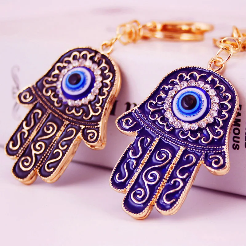 Blue-Eye-Hamsa-Hand-Keychain-Vintage-Pattern-Key-Ring-For-Women-Men ...