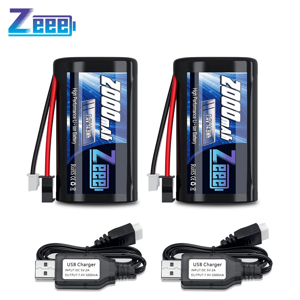 2Units-Zeee-2S-Li-ion-Battery-7-4V-2000mAh-Battery-with-SM-2P-Connector ...