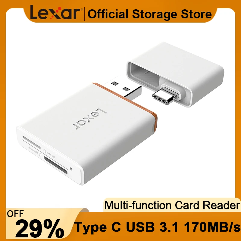 Lexar USB Card Reader Type C USB 3.1 to SD Micro SD TF Adapter for PC ...