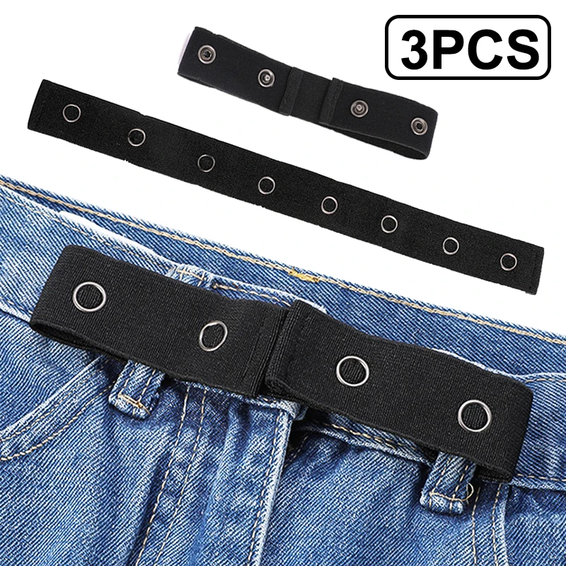 1-3Pcs-Jeans-Elastic-Bands-Buckle-free-Detachable-Women-Men-Adjustable ...