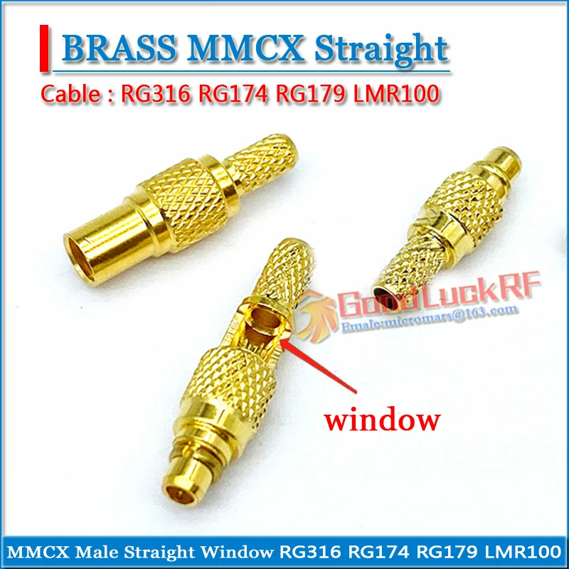 MMCX 남성 윈도우 스트레이트 크림프 RG179 LMR100 RG316 RG174 케이블 금도금 구리 PTFE MMCX 여성 ...