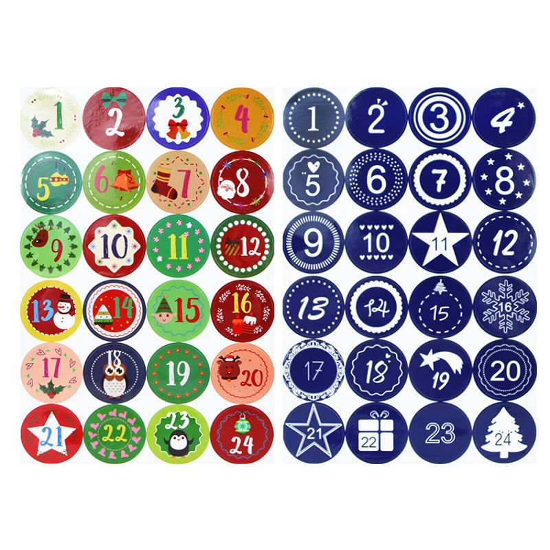 24pcs-Merry-Christmas-Number-Paper-Stickers-Advent-Calendar-Gift-Candy ...