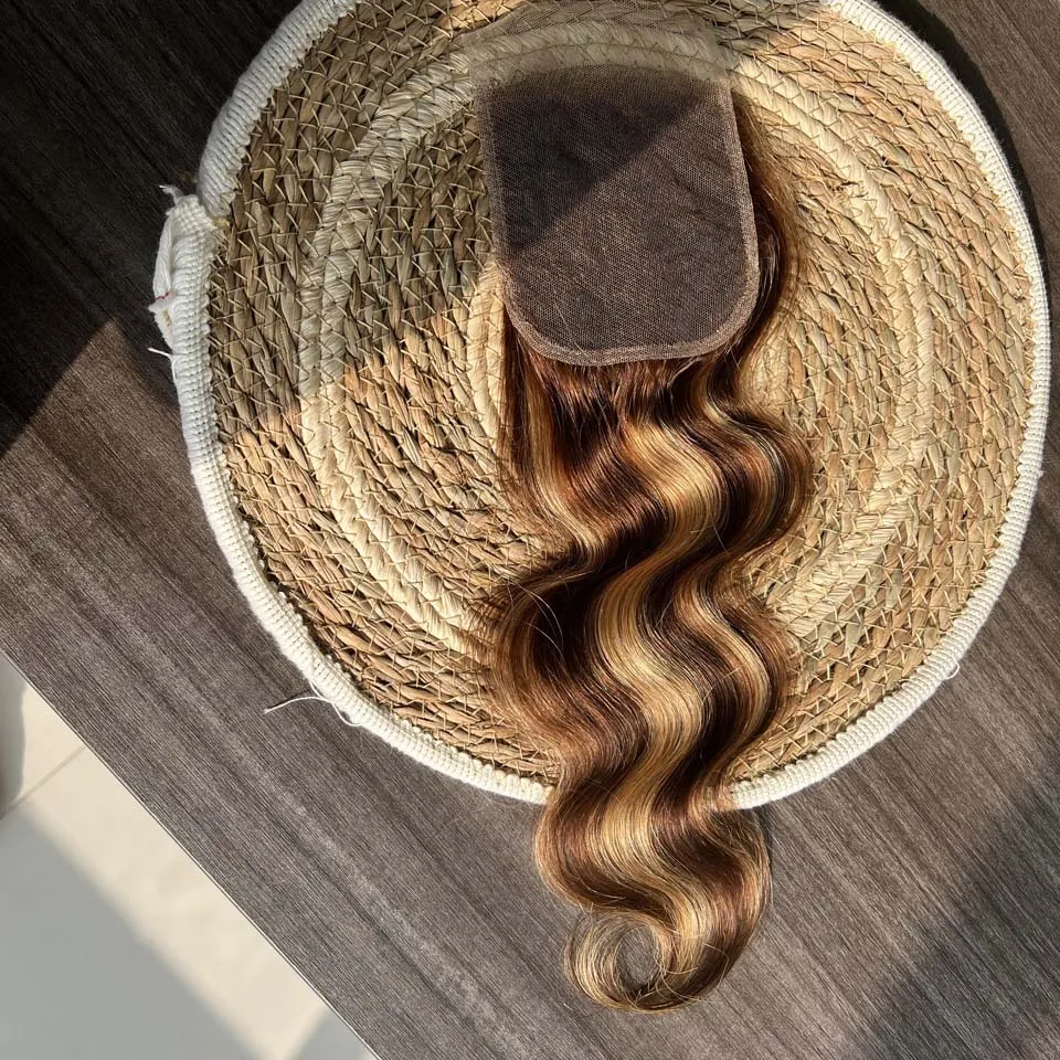 Highlight Human Hair Lace Closure Body Wave 13x4 Lace Frontal Closure # ...
