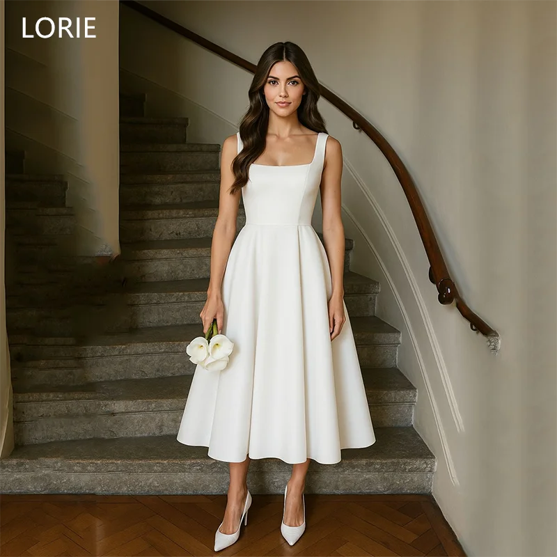 LORIE Simple Satin Evening Party Dresses Spaghetti Strap Homecoming ...