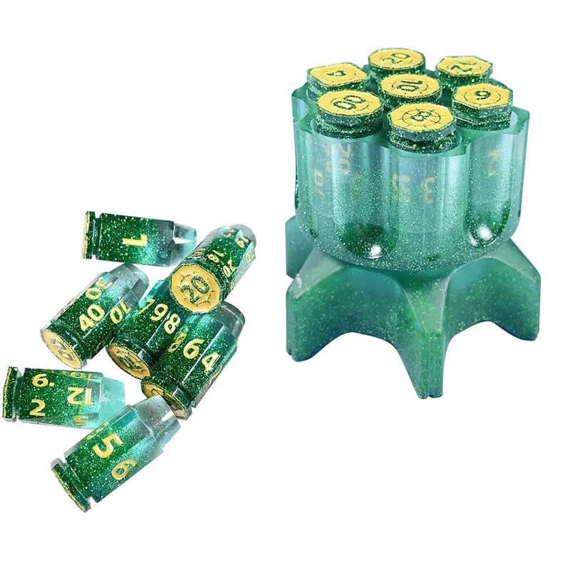 Bullet-Shape-Design-Dice-Set-Revolver-Spinning-Resin-Polyhedral-DND ...