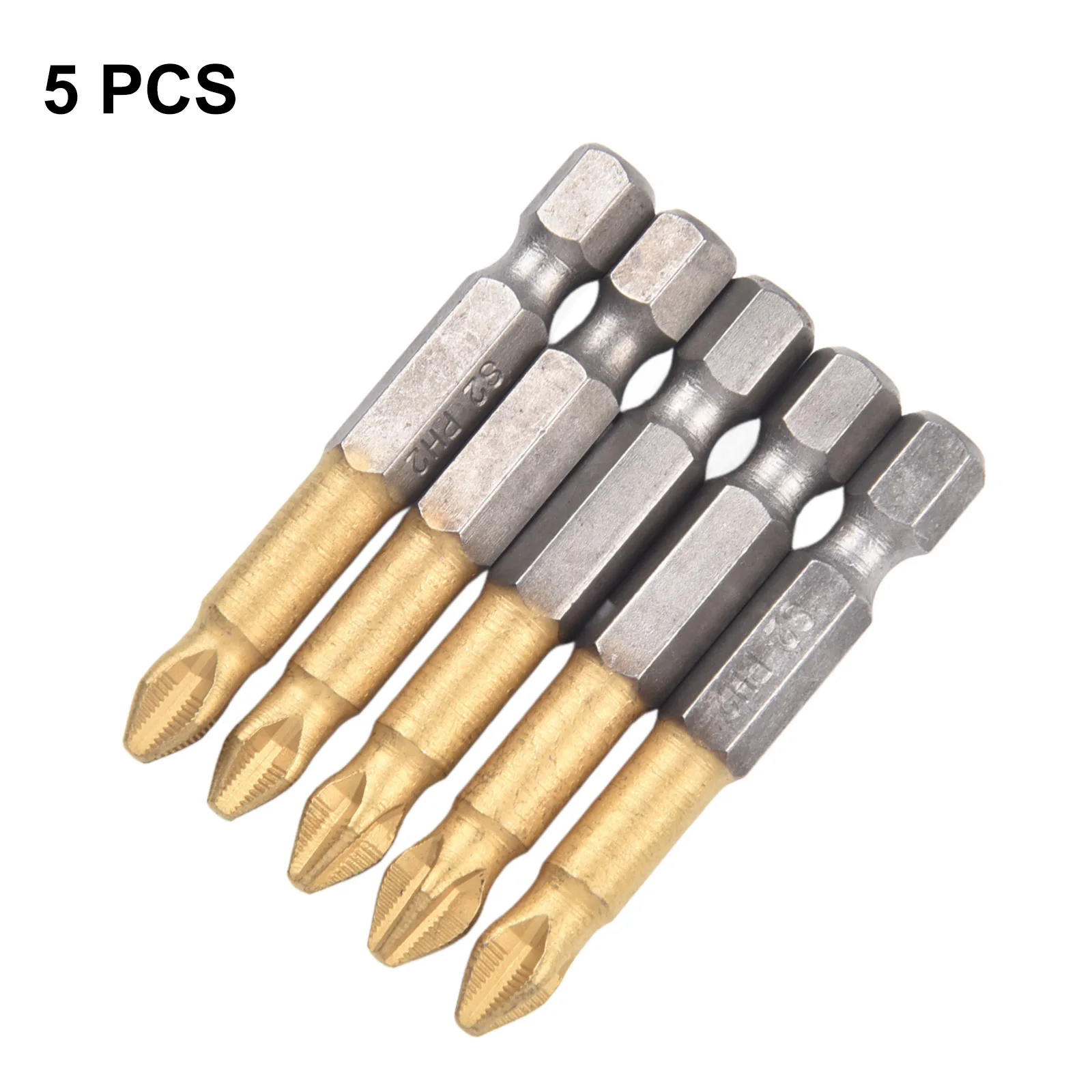 5Pcs-PH2-Screwdriver-Bit-Titanium-coated-Non-slip-Cross-Drill-Bit-Hex-Shank-50mm-Electric-Impact ...