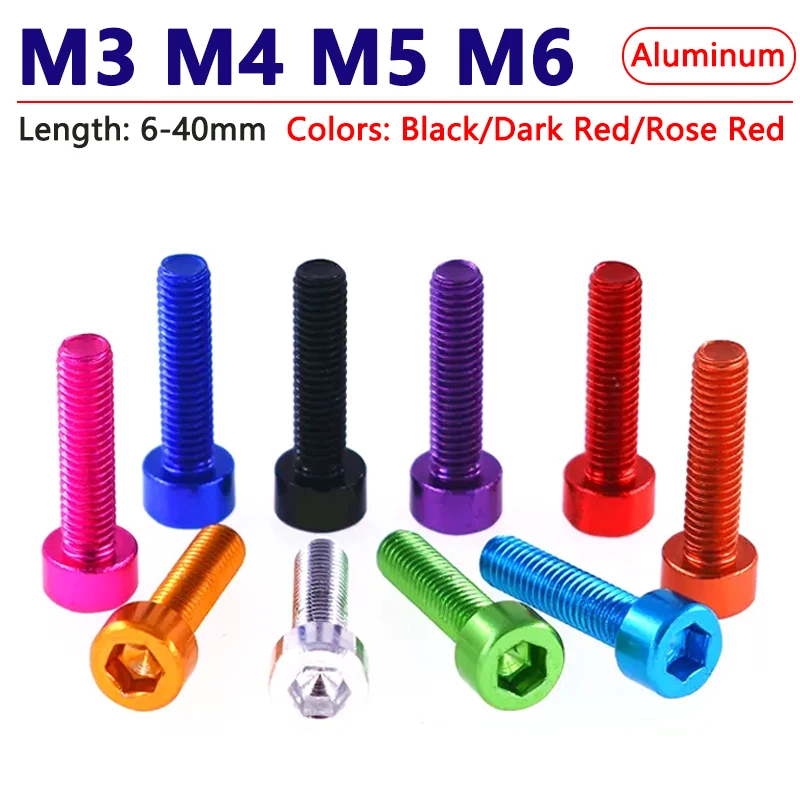 1/10pcs M3 M4 M5 M6 Hex Hexagon Socket Head Cap Screws Aluminium ...