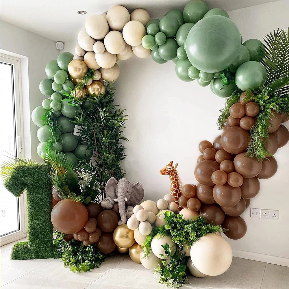 160Pcs/lot Sage Green Brown Balloon Garland Arch Kit Wild One 1st ...