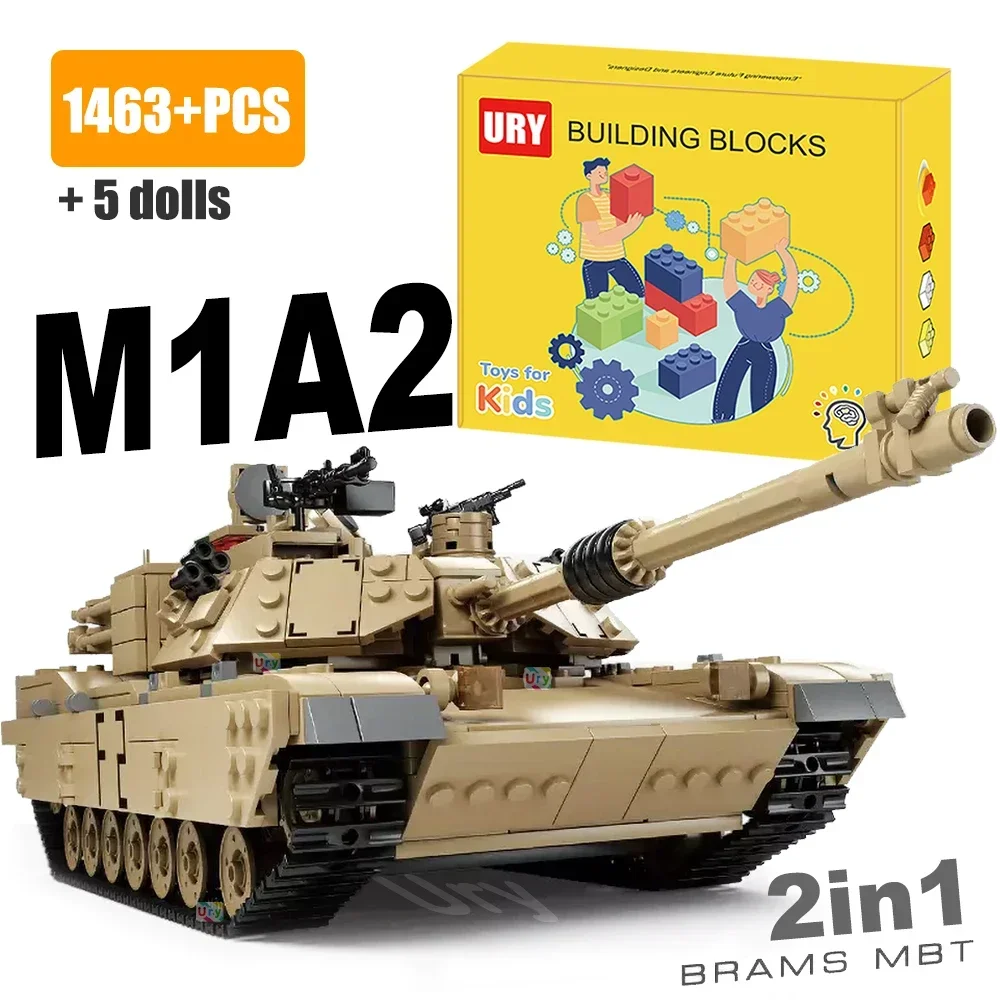 2in1-WW2-Military-M1A2-Abrams-MBT-Tank-Model-Army-Cannon-Chariot-Set ...