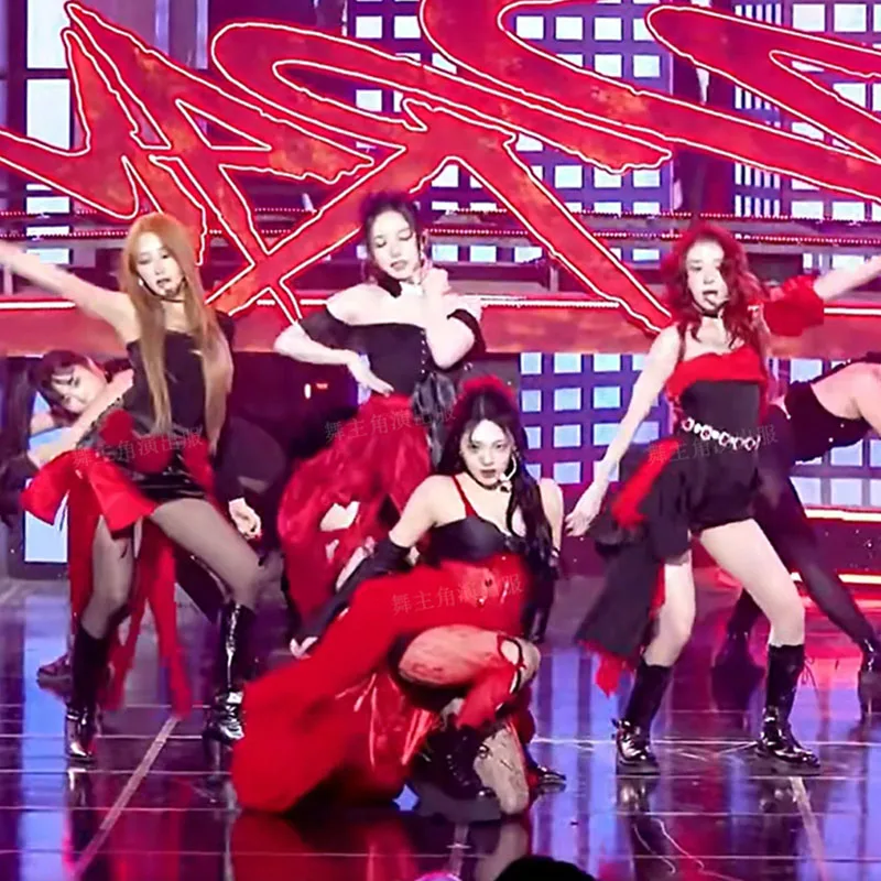 Kpop-Jazz-Dance-Outfit-For-Women-Black-Red-Stylish-Performance-Suit-Singer-Concert-Stage-Costume ...