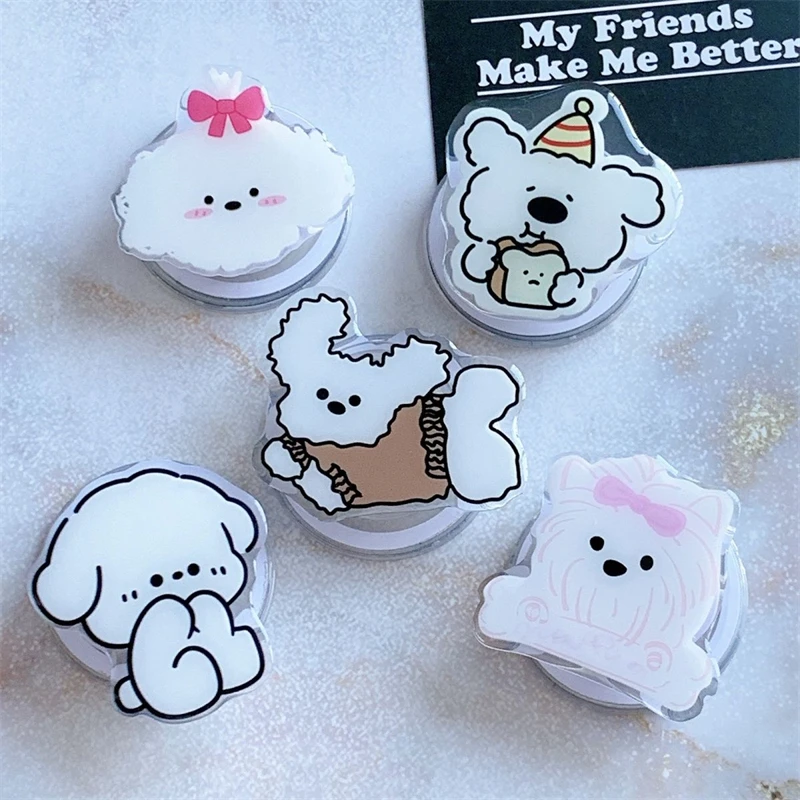 Korean Cute Cartoon White Puppy For Magsafe Magnetic Phone Griptok Grip ...