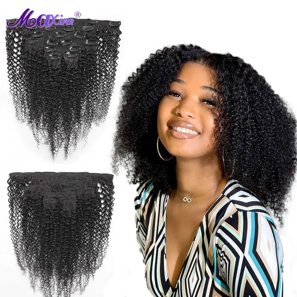 Maxine 3C 4A Afro Kinky Curly Clip In Hair Extensions Human Hair ...
