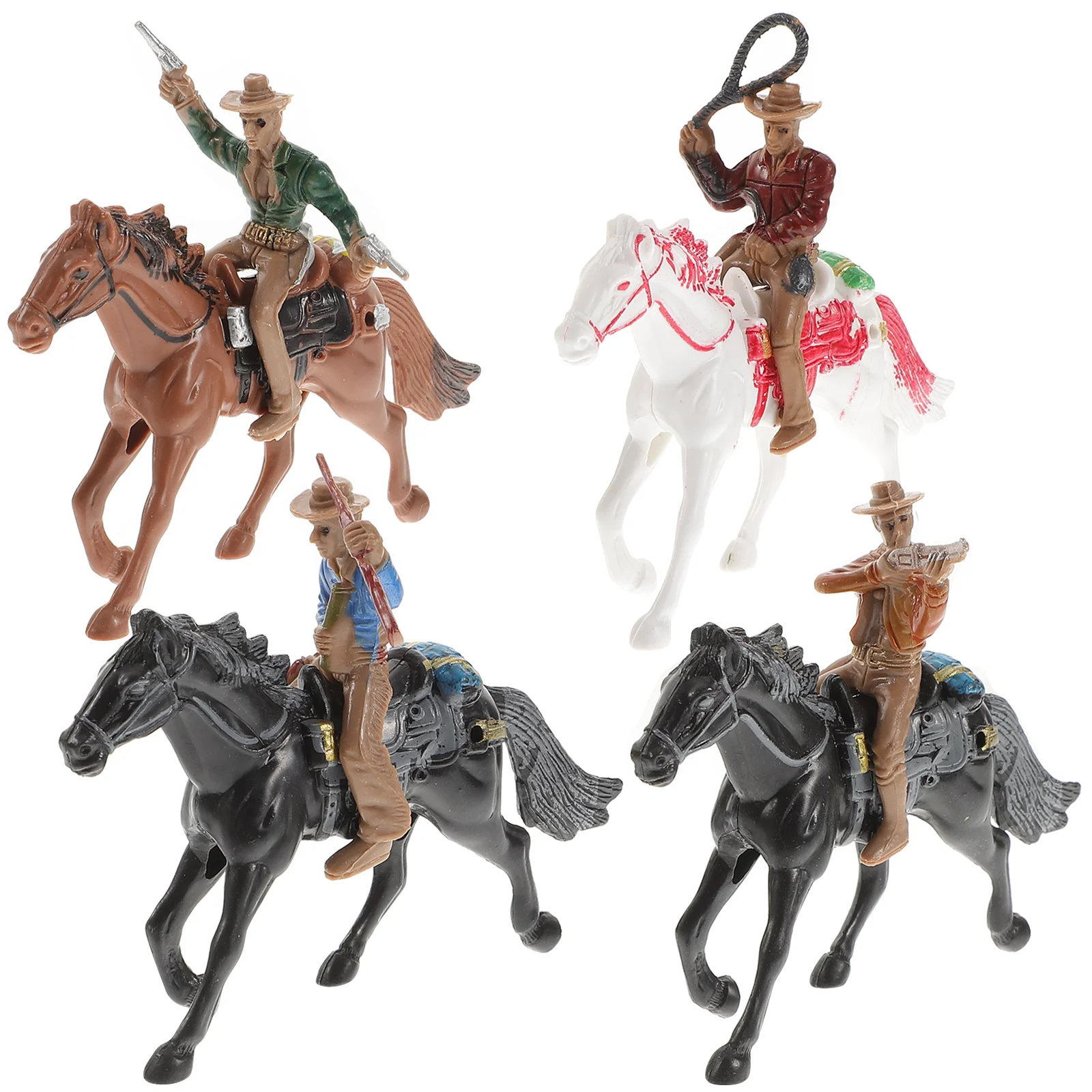 4pcs-Farm-World-Western-Figures-Cowboy-Action-Models-Horses-and-Riders ...