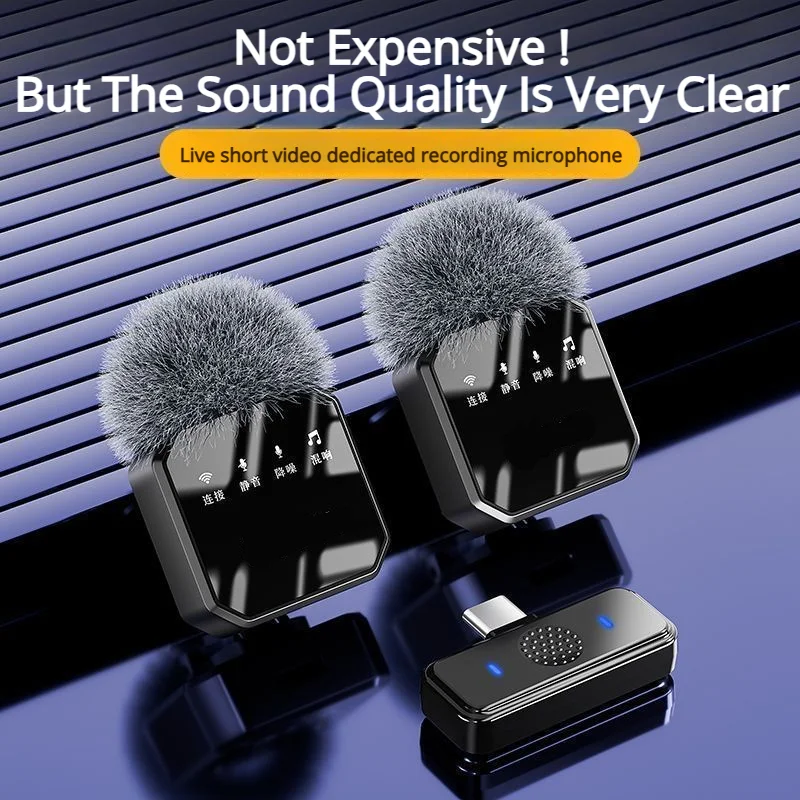 Wireless Lavalier Microphone with Windproof Cover - Portable Mini Mic ...