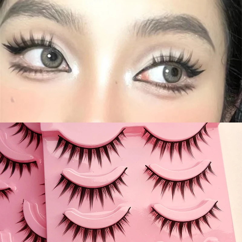 5 Pairs Makeup Natural Winged False Eyelashes Handmade Crisscross Thick ...