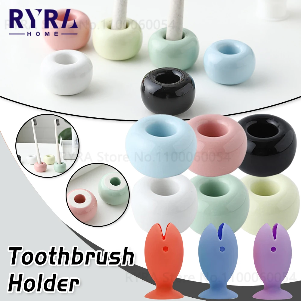 Bathroom-Ceramic-Toothbrush-Holder-Portable-Mini-Macaron-Colors-Brush ...
