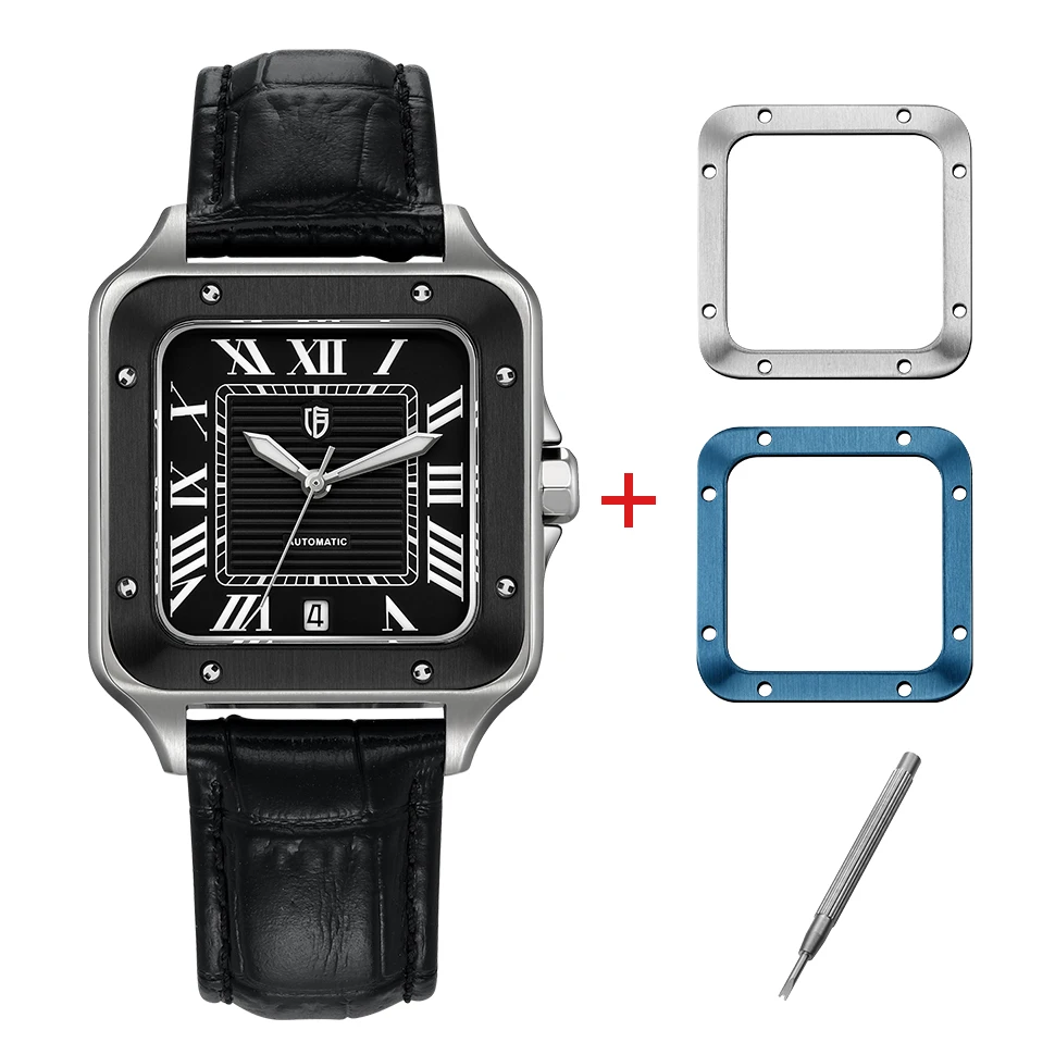 BERNY Tank Mechanical Men Wristwatch Luminous Hand AR Coating Sapphire ...